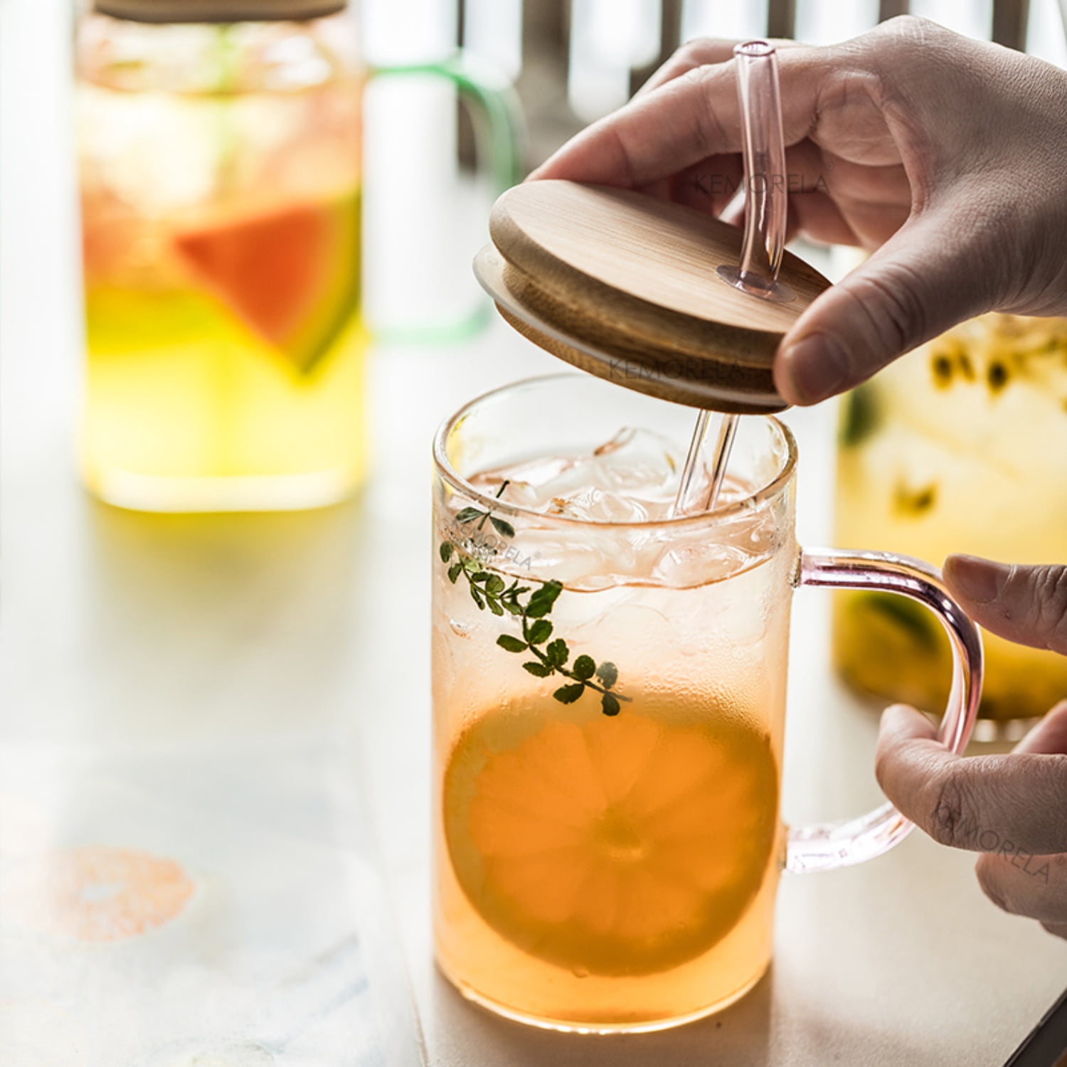 Colorful Eco-Friendly Glass Cup with Lid and Straw - Vibrant Drinking ...