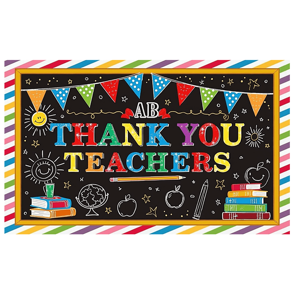 Colorful Educational Banner Thank You Teacher Polyester Material ...