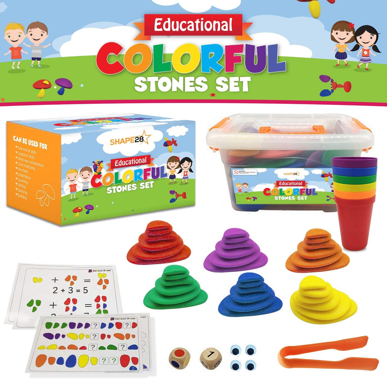 Colorful Educational Stones – Stacking and Sorting Stone Set with ...