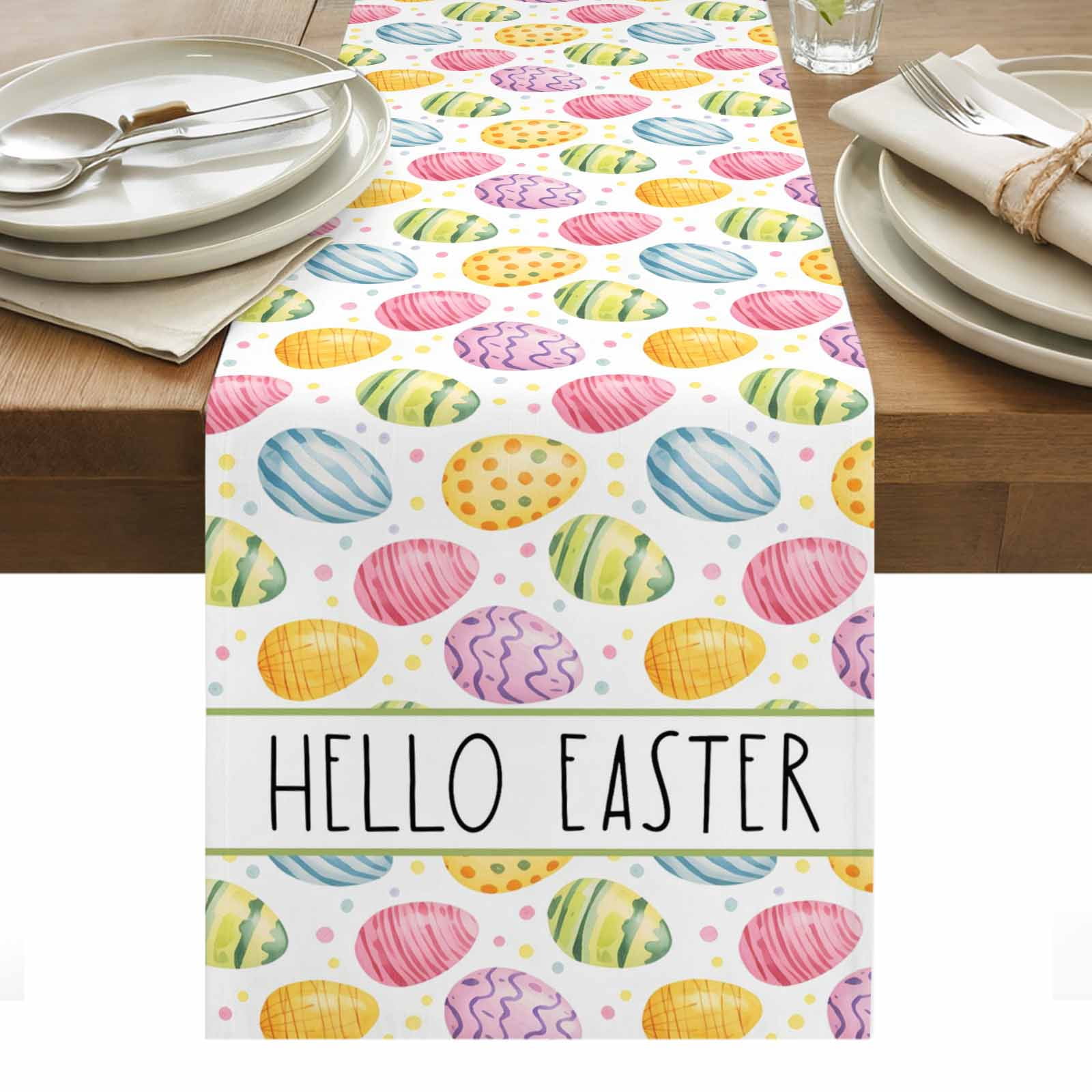 Colorful Eggs Easter Table Runner - 108 Inch Long, Kitchen Dining Table ...