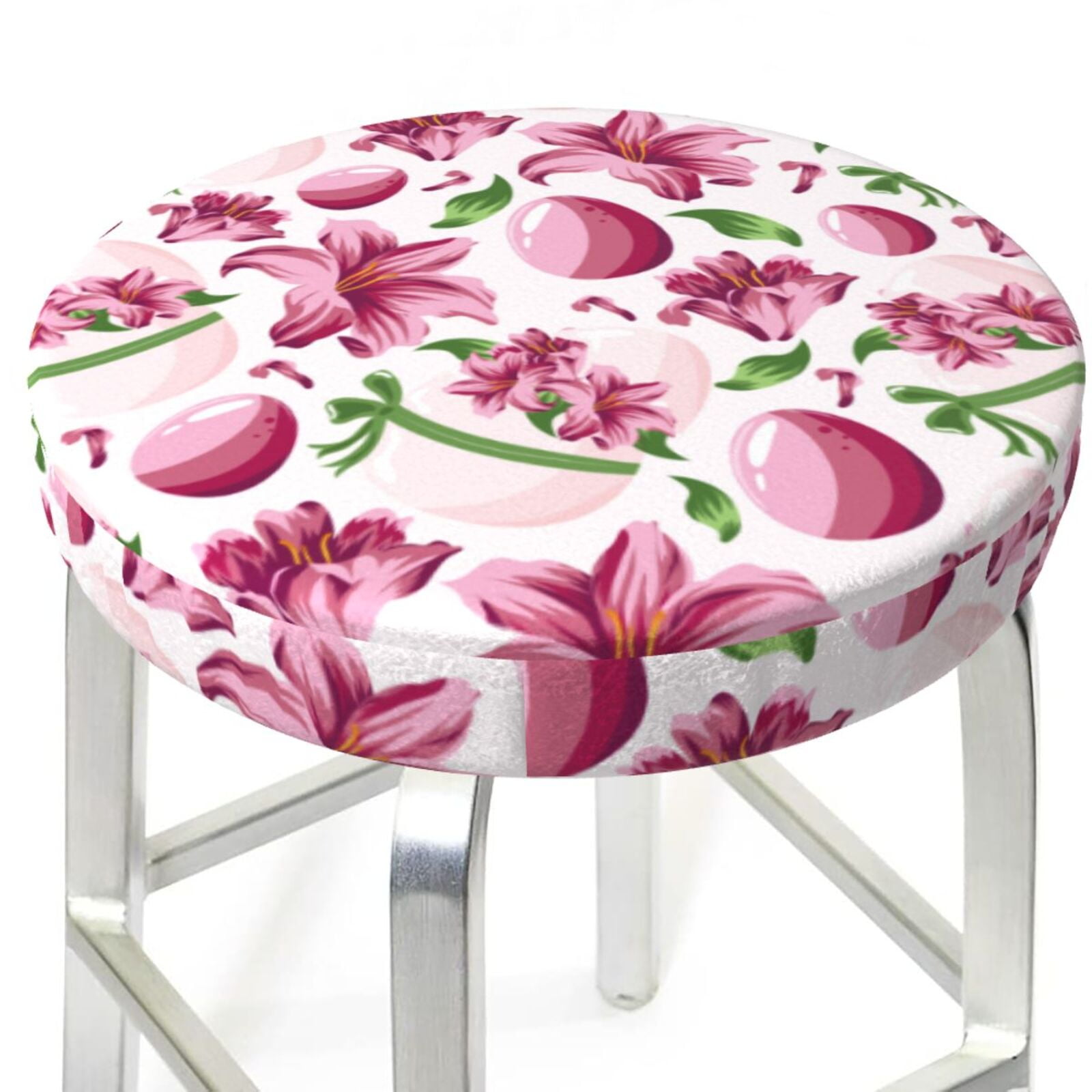 Colorful Eggs Lilies Flowers Bar Stool Covers Round - Washable Round ...