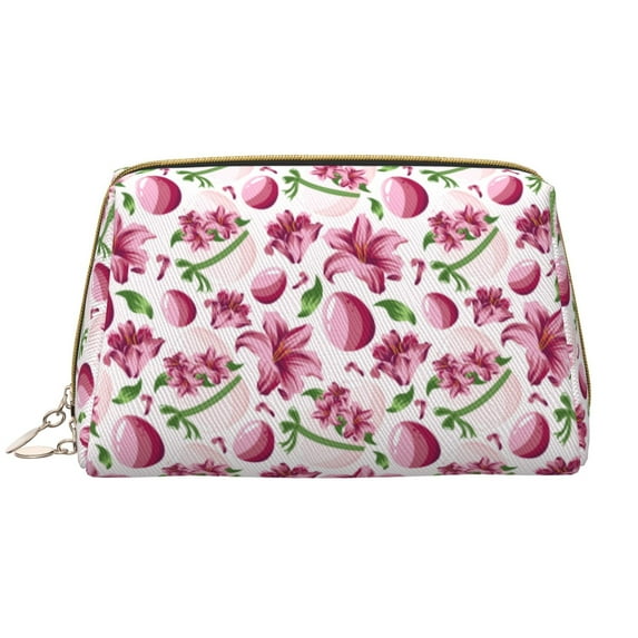 Colorful Eggs Lilies Flowers Makeup Bag, Large Capacity Cosmetic Bag ...
