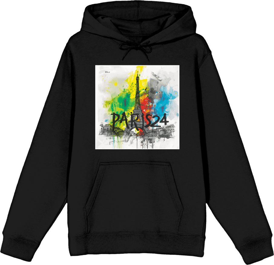 Colorful Eiffel Tower Adult Black Long Sleeve Hoodie-Large - Walmart.com