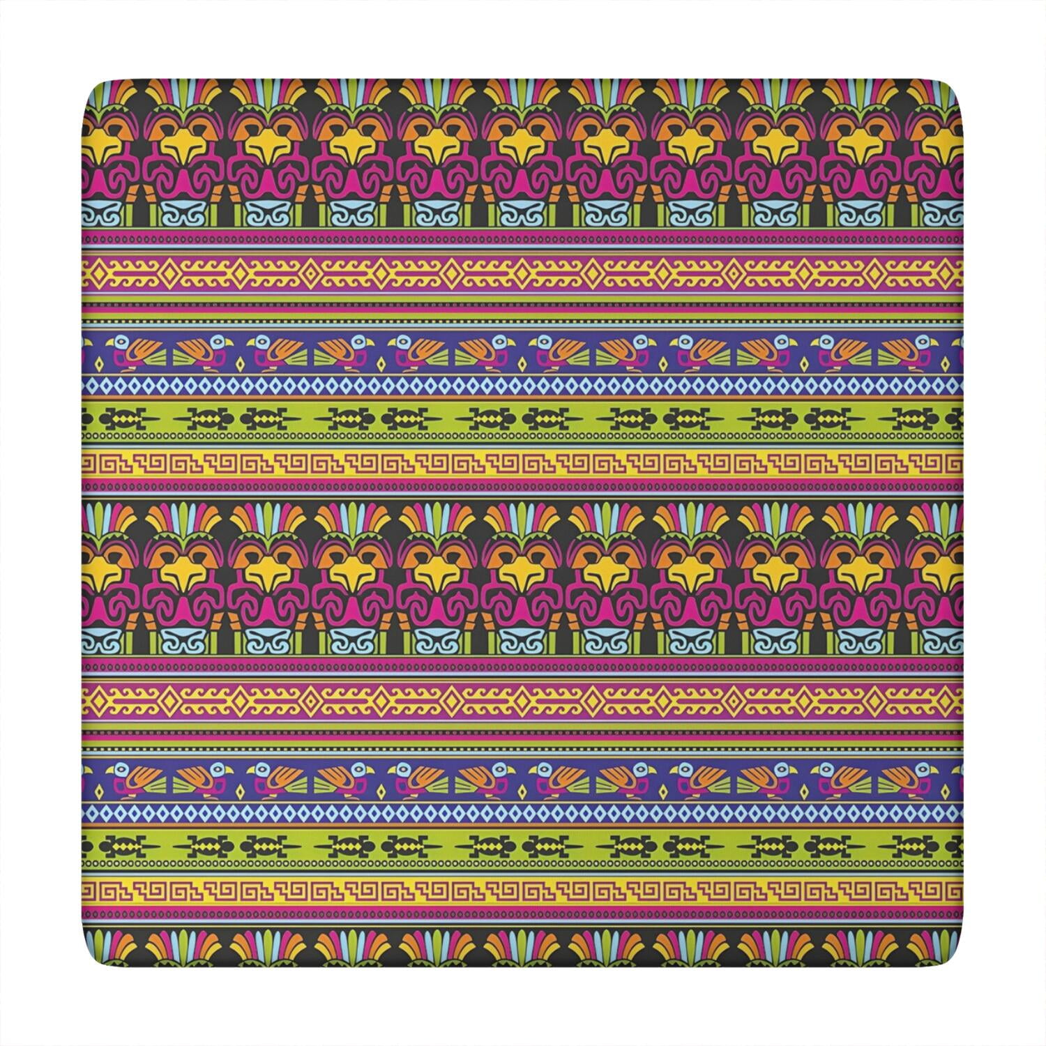 Colorful Elastic Edge Square Table Cover 34x34 Inch, Bohemian Floral ...