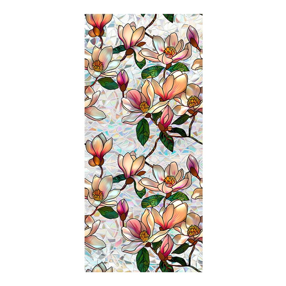 Colorful Electrostatic Glass with PVC Adhesive Free Green Plant Window ...