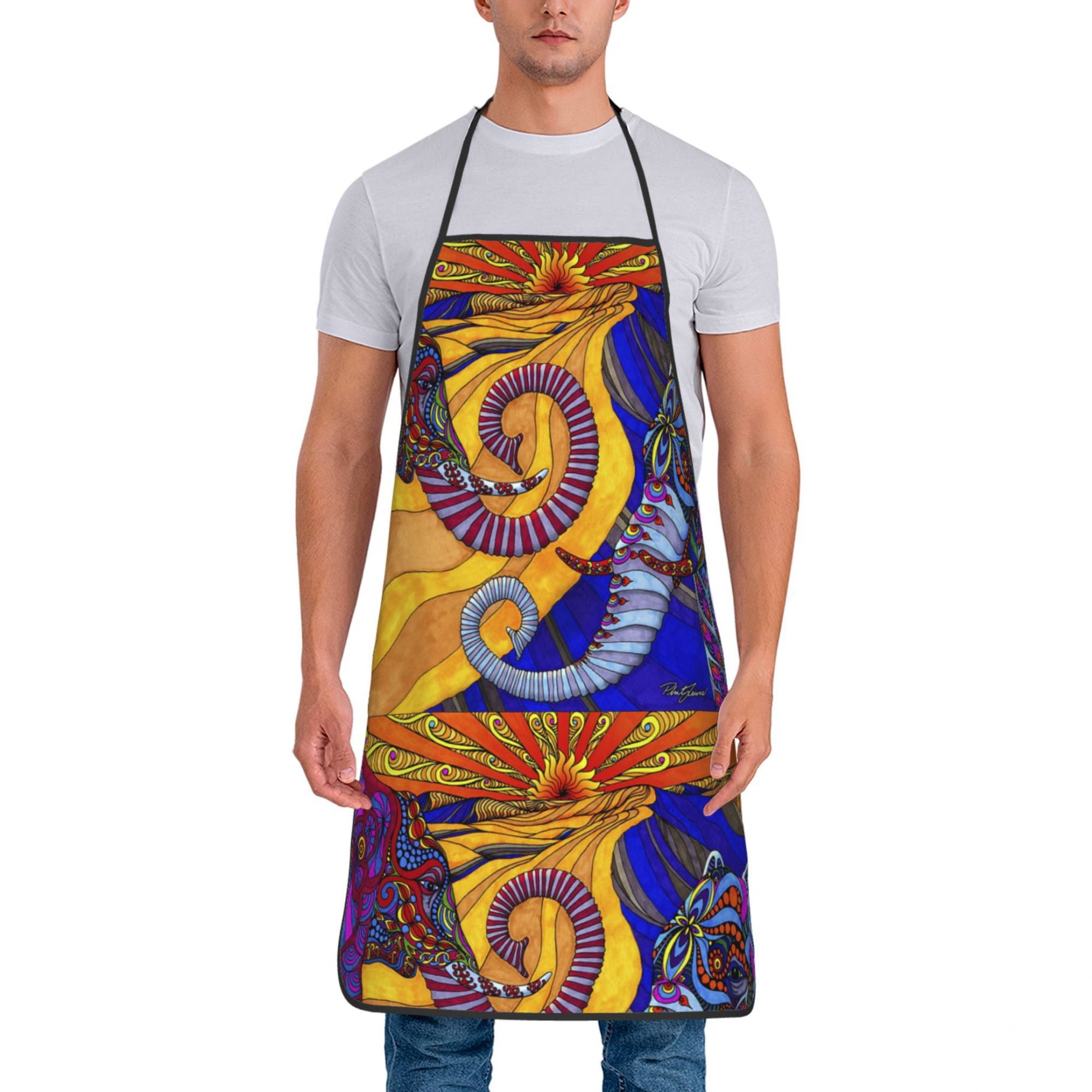 Colorful Elephant Aprons for Women Men Waterproof Apron Kitchen Chef ...