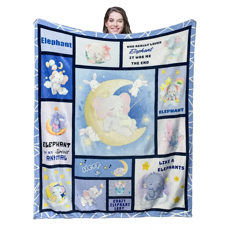 Colorful Elephant Blanket Soft Warm Dean Russo Elephant Blankets Throw ...