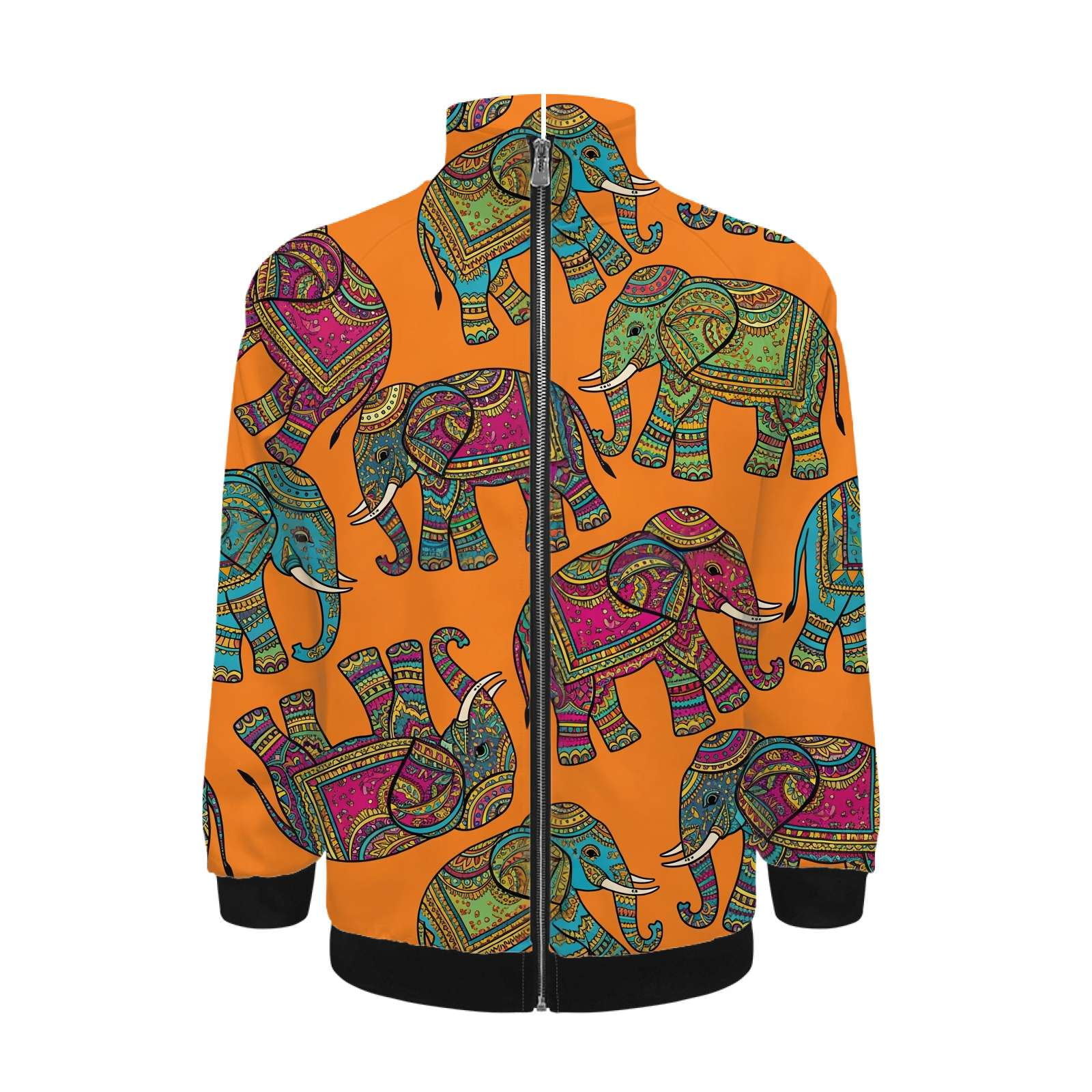 Colorful Elephant Pattern Fabric Jacket Men's Street Cool Long Sleeves ...