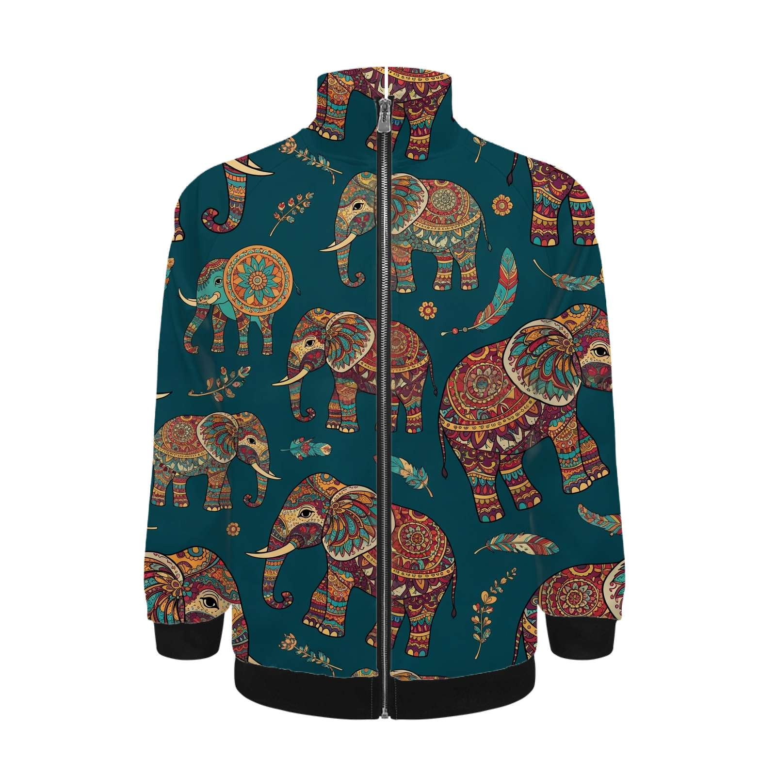Colorful Elephant Pattern Fabric Jacket Men's Street Cool Long Sleeves ...