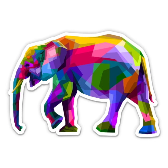 Colorful Elephant Pop Art - 8" Vinyl Sticker - For Car Laptop I-Pad ...