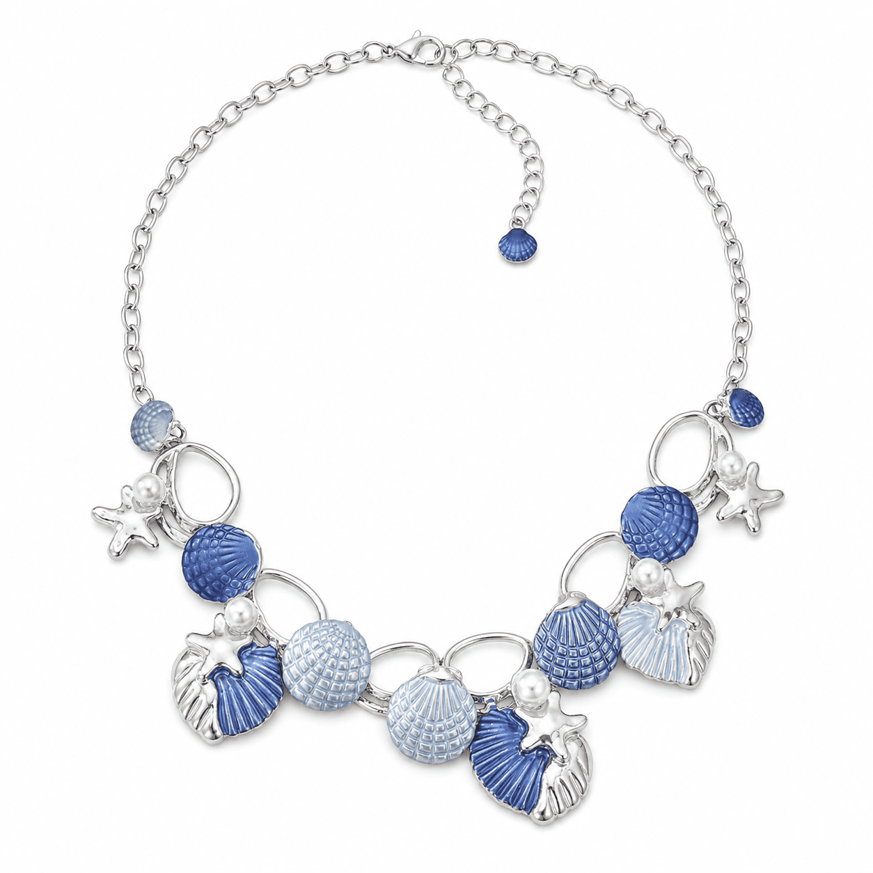 Colorful Enamel Starfish Ocean Shell Pendant Necklace Layered Cutout ...