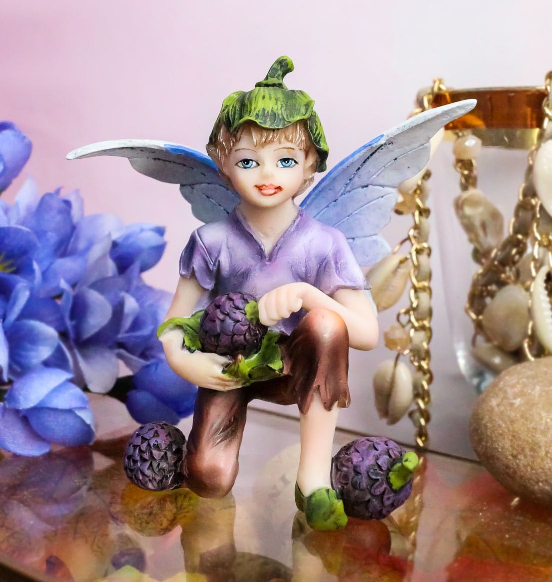 Colorful Enchanted Fairy Garden Boy Elf Pixie Fairy Picking Berries ...