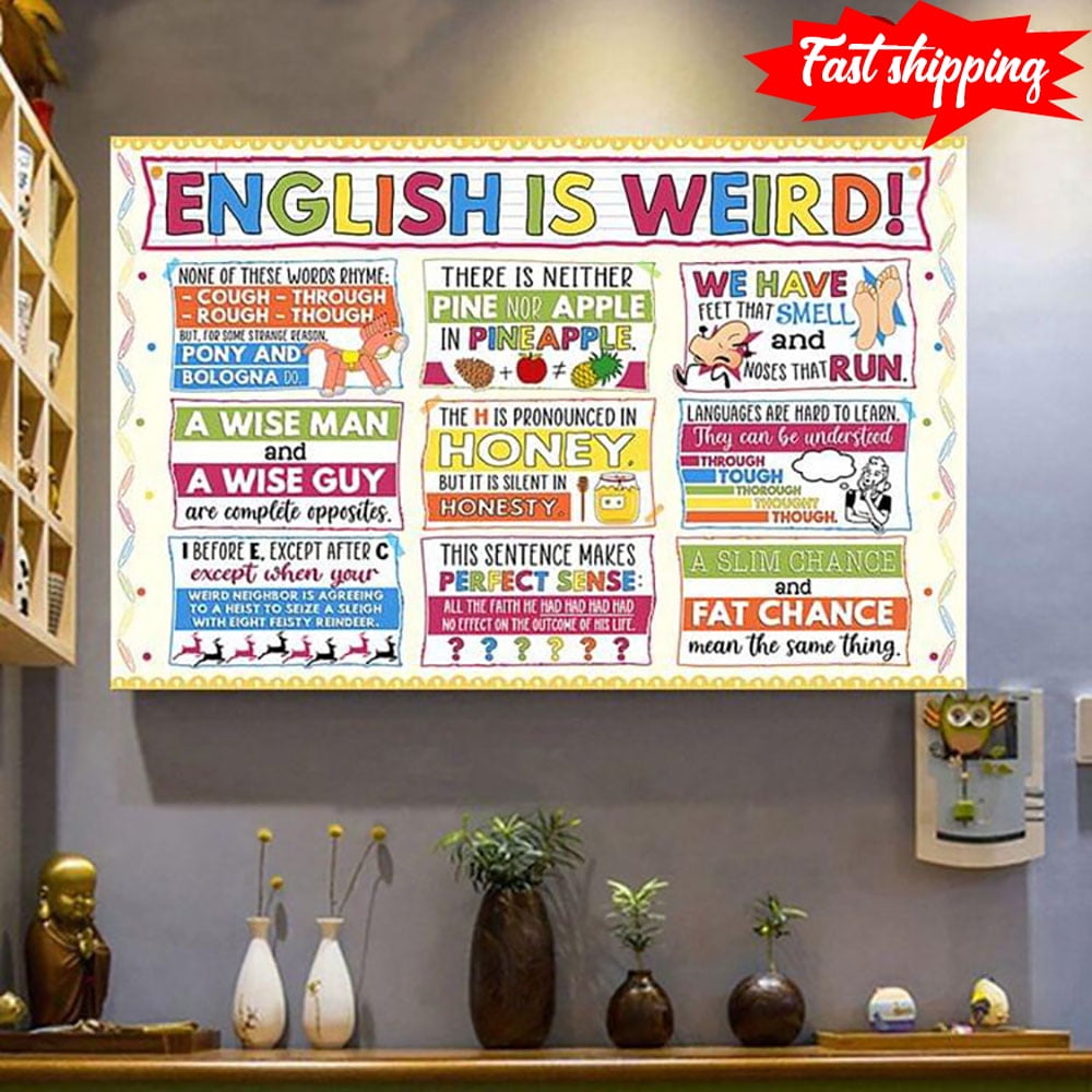 Colorful English Is Weird! 16 x 24 Inch Poster - Walmart.com