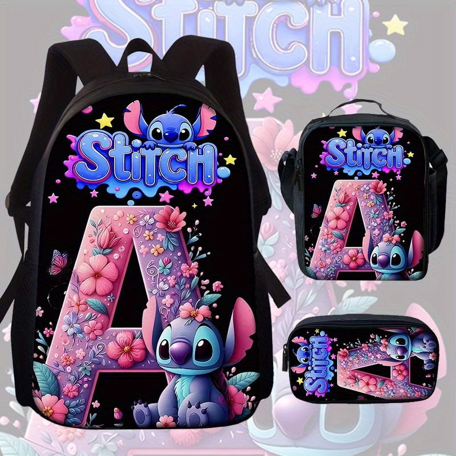 Colorful English letters Stitch Backpack - letters Backpack, Lunch Bag ...