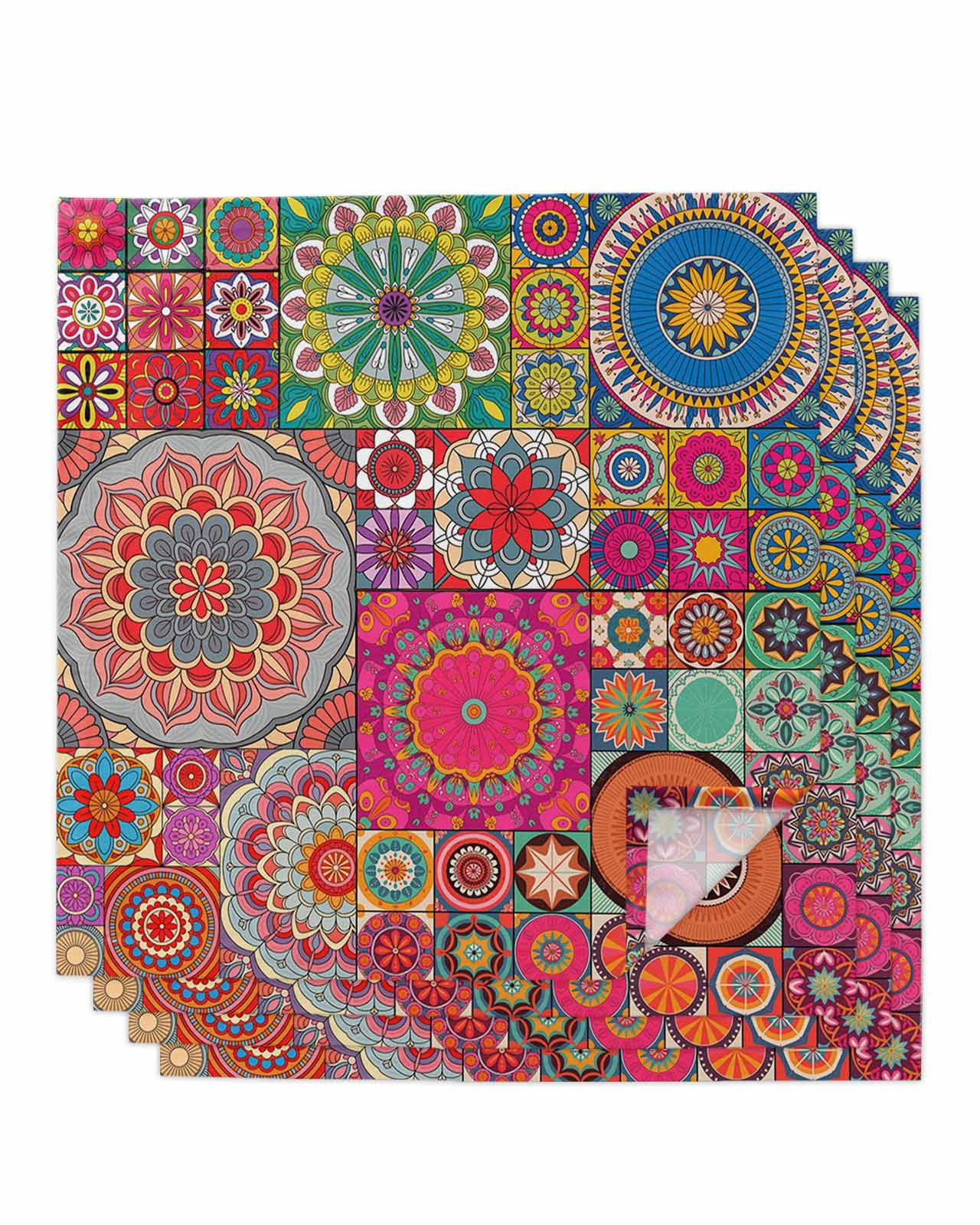 Colorful Ethnic Cloth Napkins Set of 4 Reusable Dinner Napkins, Modern ...