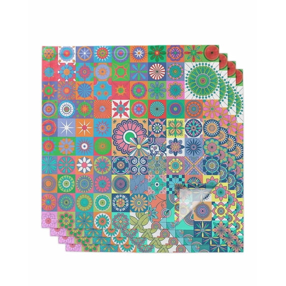 Colorful Ethnic Cloth Napkins Set of 4 Reusable Dinner Napkins, Modern ...