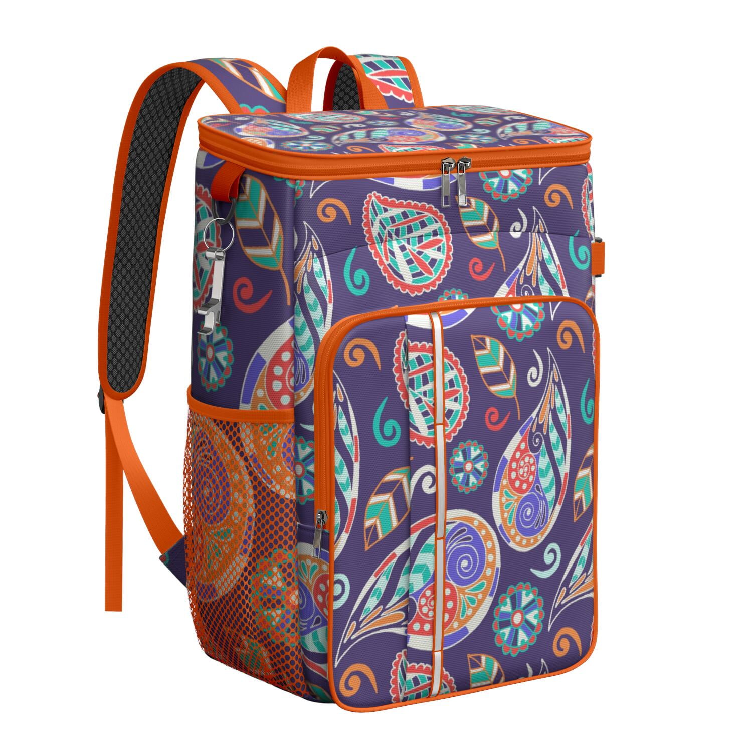Colorful Ethnic Cooler Backpack - 20L Insulated Lunch Bag with Exotic ...