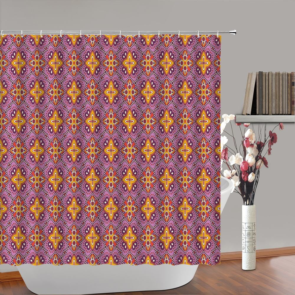 Colorful Ethnic Geometric Floral Shower Curtain Abstract Art Bohemia ...