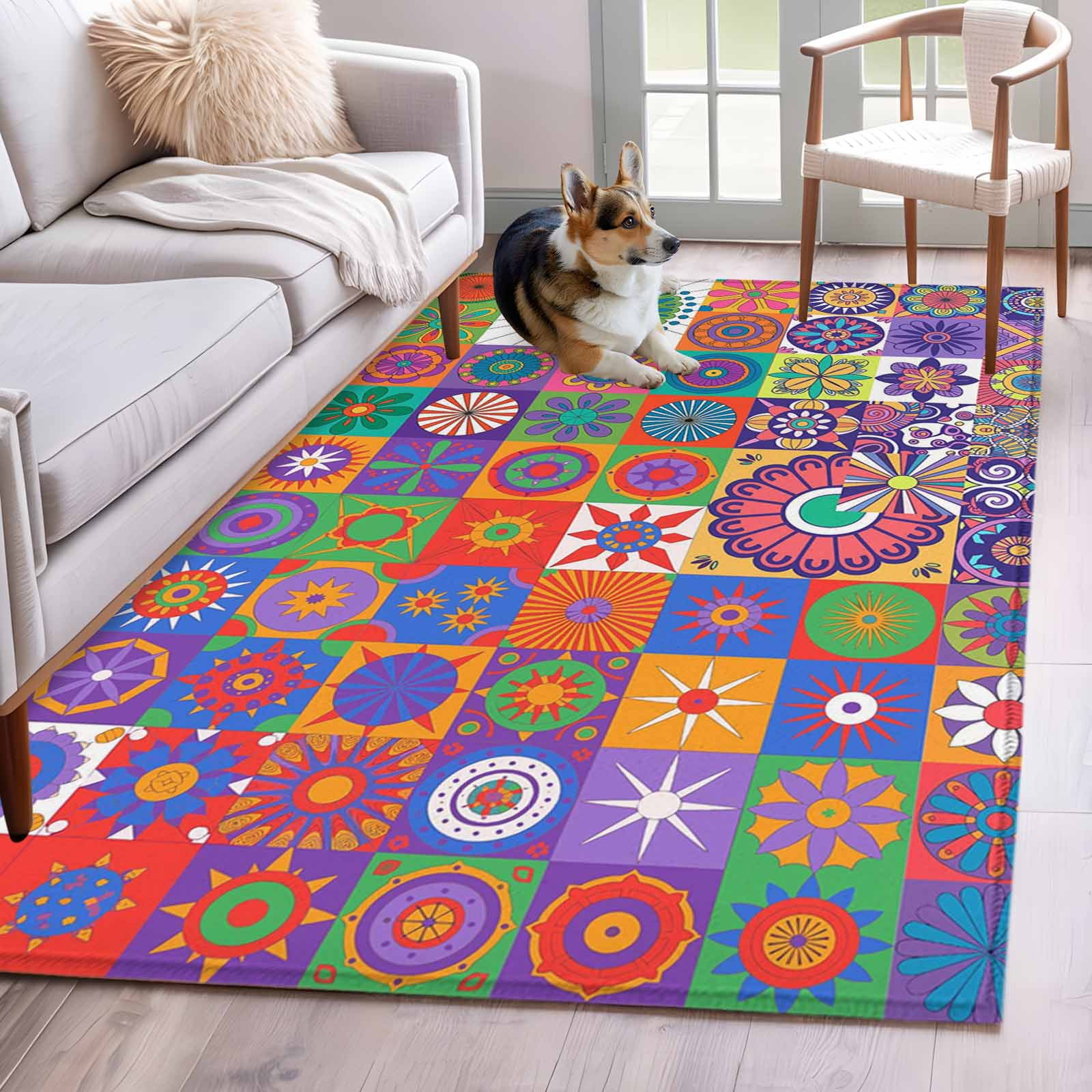 Colorful Ethnic Kitchen Runner Rug 2.7x5 Washable Runners for Hallway ...