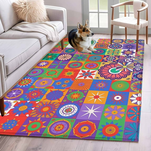 Colorful Ethnic Kitchen Runner Rug 2.7x5 Washable Runners for Hallway ...