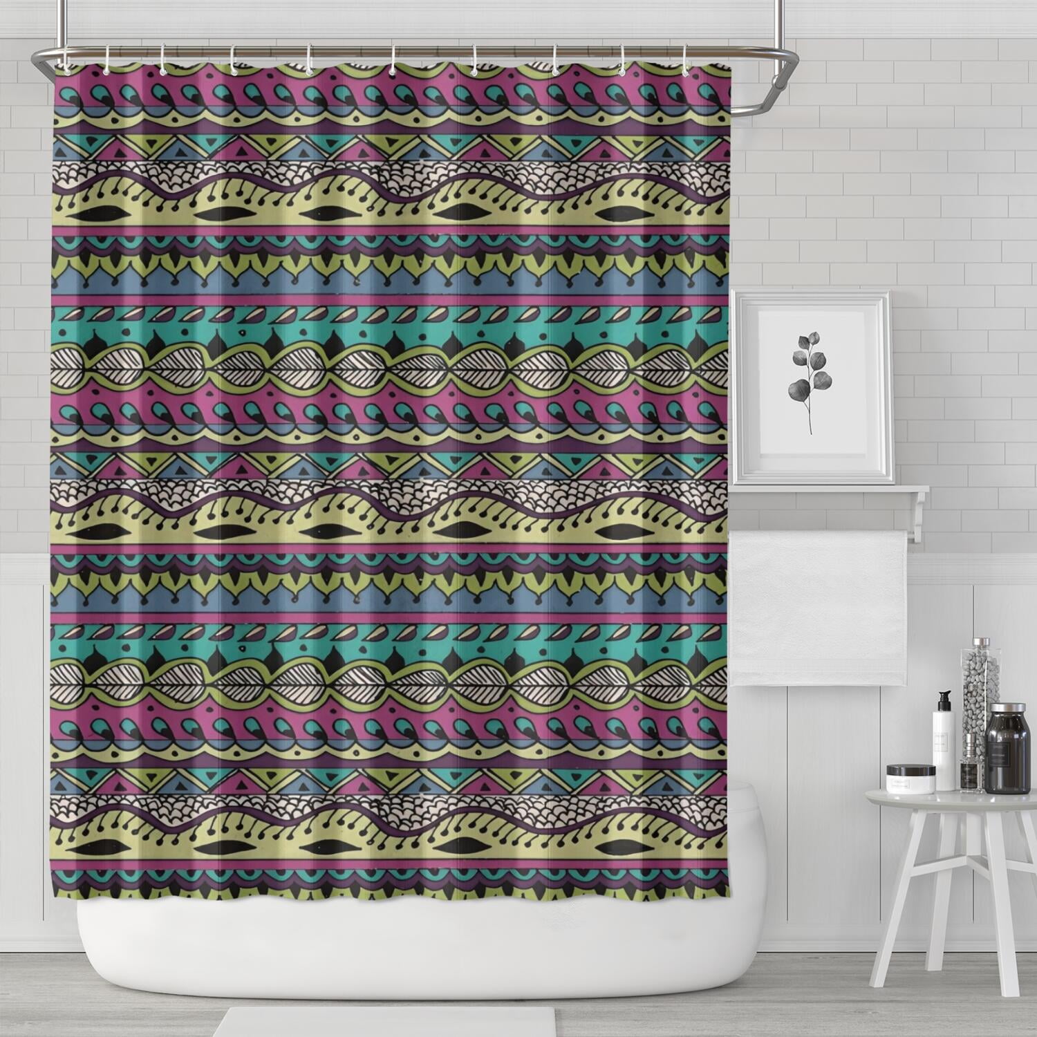 Colorful Ethnic Pattern Shower Curtain 72"x84" ,Bathroom Decorative ...