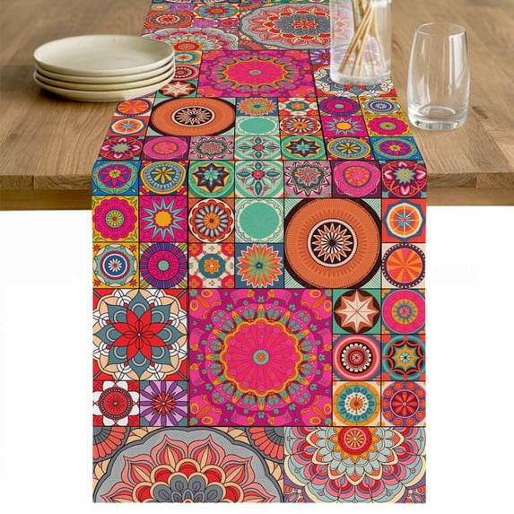 Colorful Ethnic Table Runner 48 Inches Long Farmhouse Dress Scarves ...