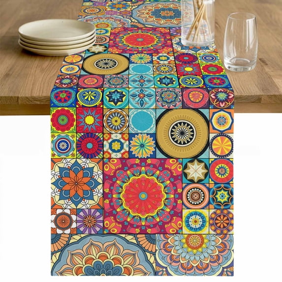 Colorful Ethnic Table Runner 60 Inches Long Farmhouse Dress Scarves ...