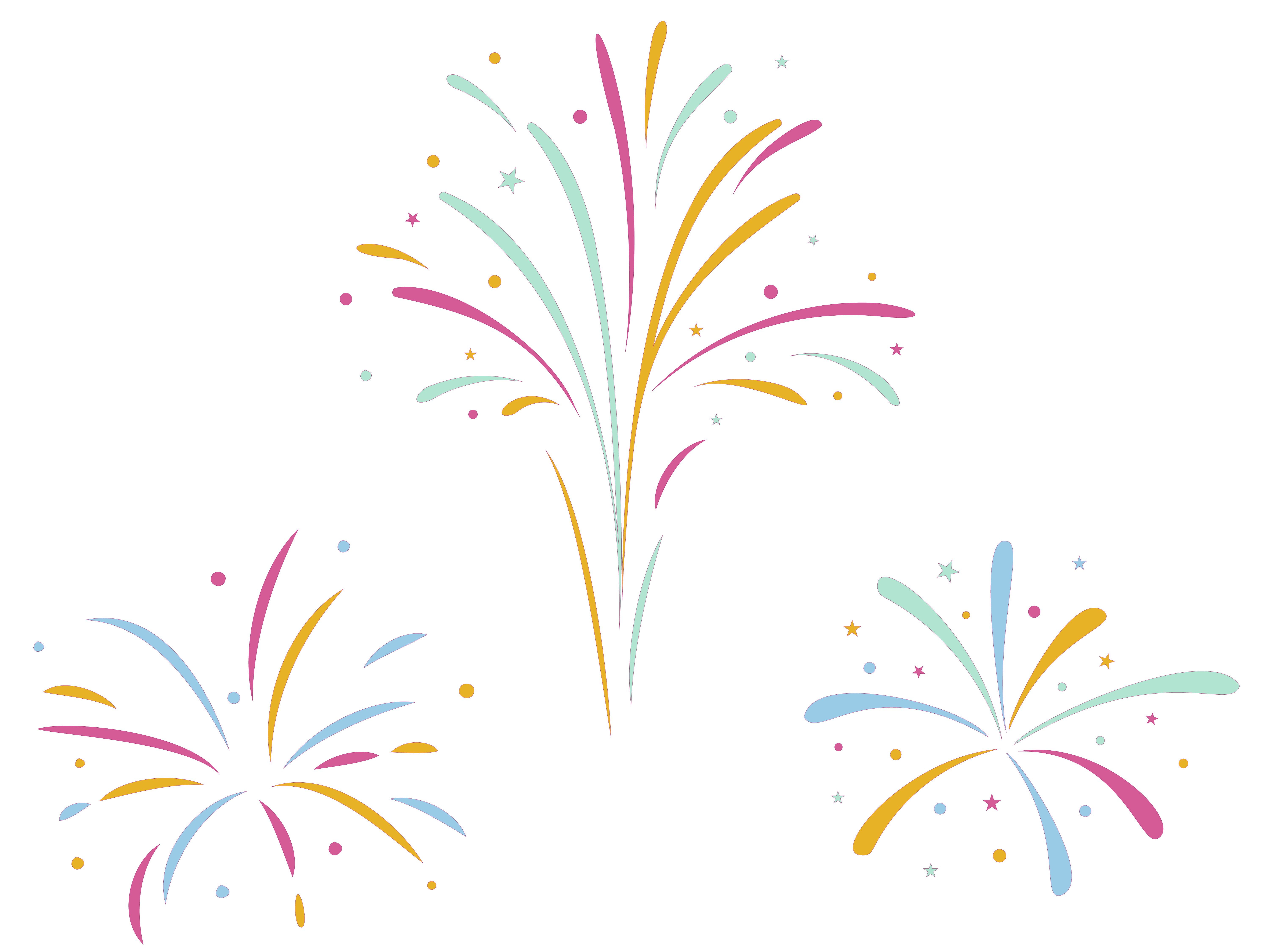 Colorful Event Fireworks Display 19" x 28" Vinyl Home Wall Decoration ...