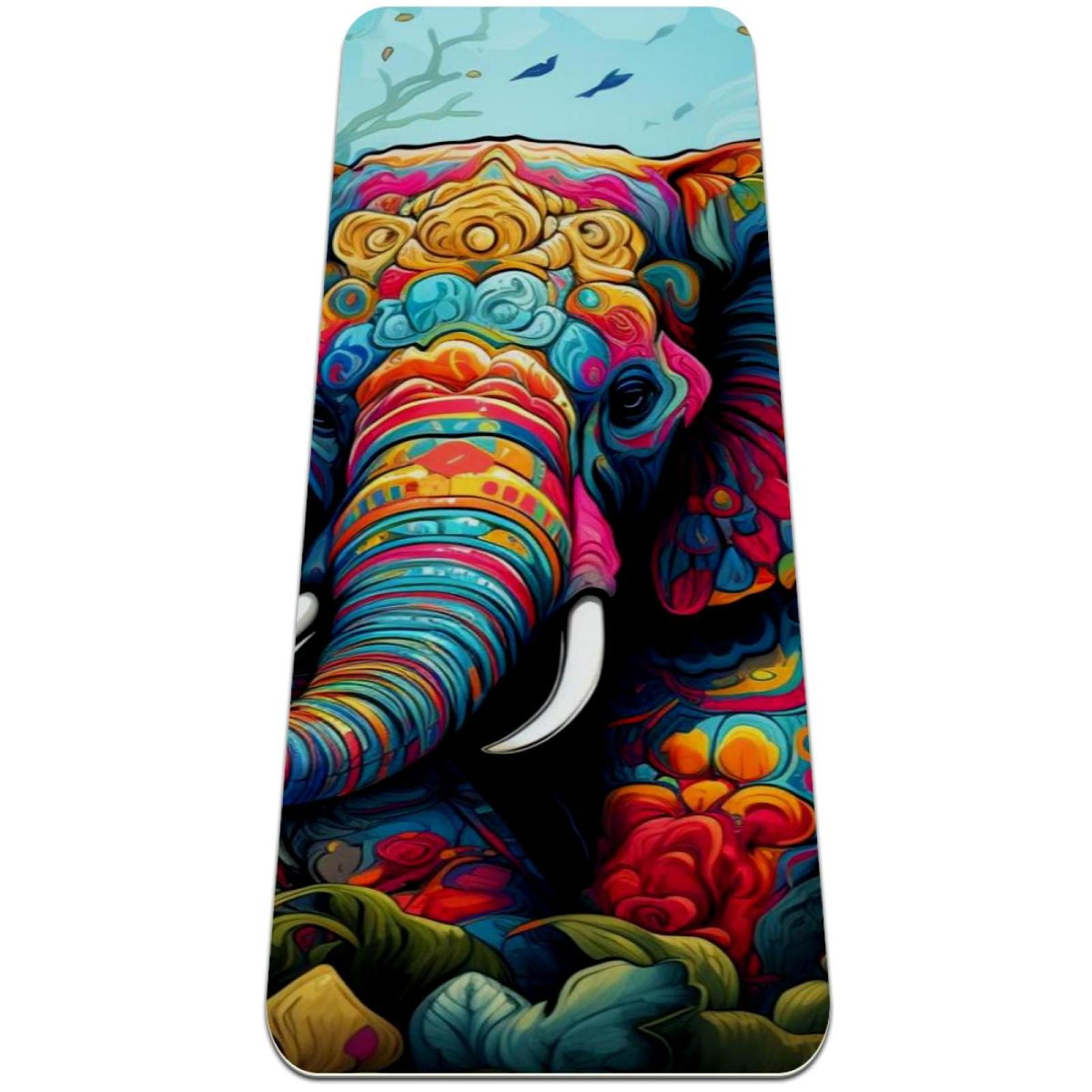 Colorful Exotic Elephant Yoga Mat with Carry Bag for Women Men,TPE Eco ...