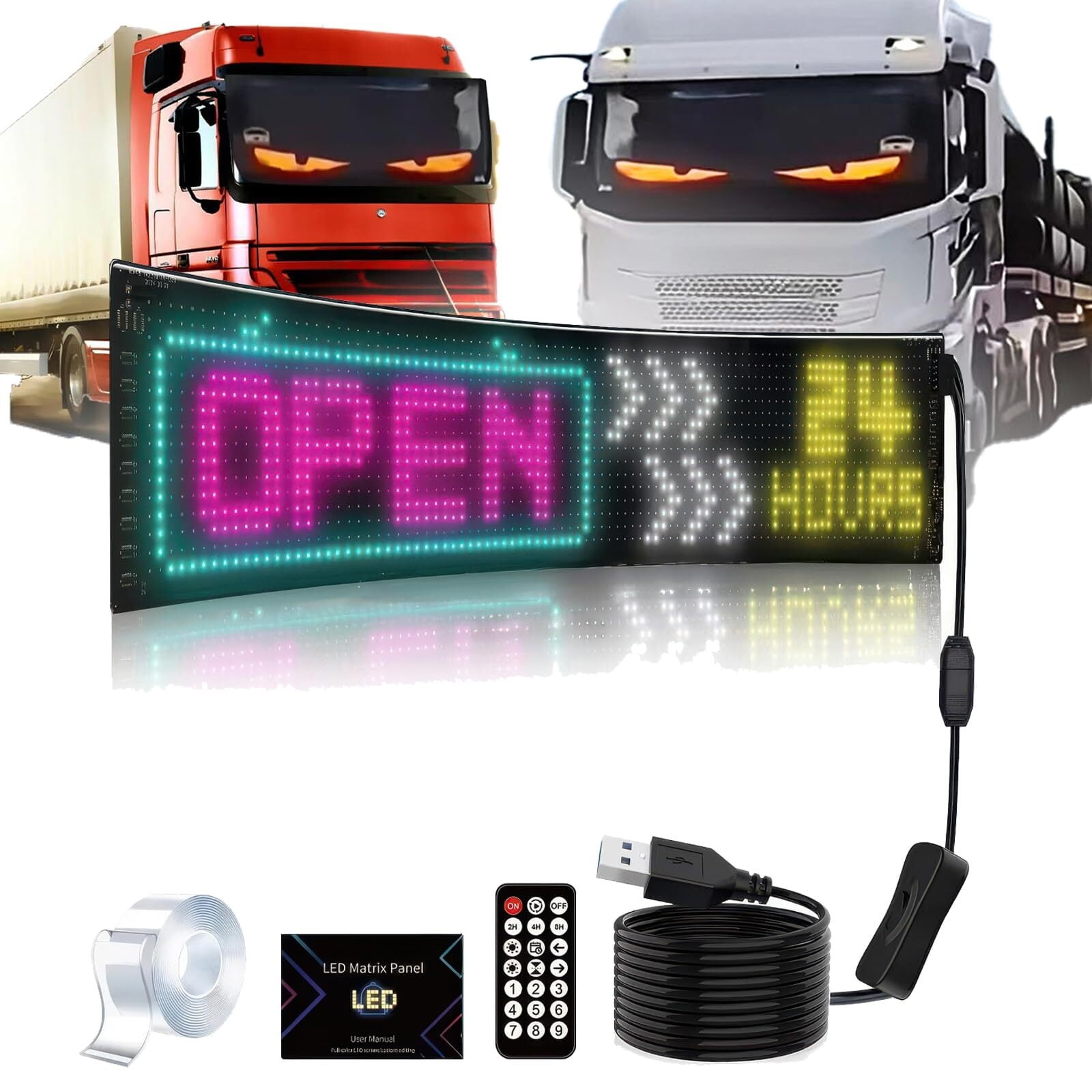 Colorful Eye Lamp Soft Screen for Car Windows, DIY Car Dynamic LED ...