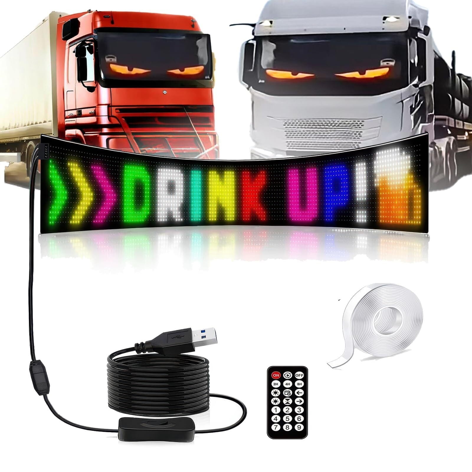 Colorful Eye Lamp Soft Screen for Car Windows, DIY Car Dynamic LED ...