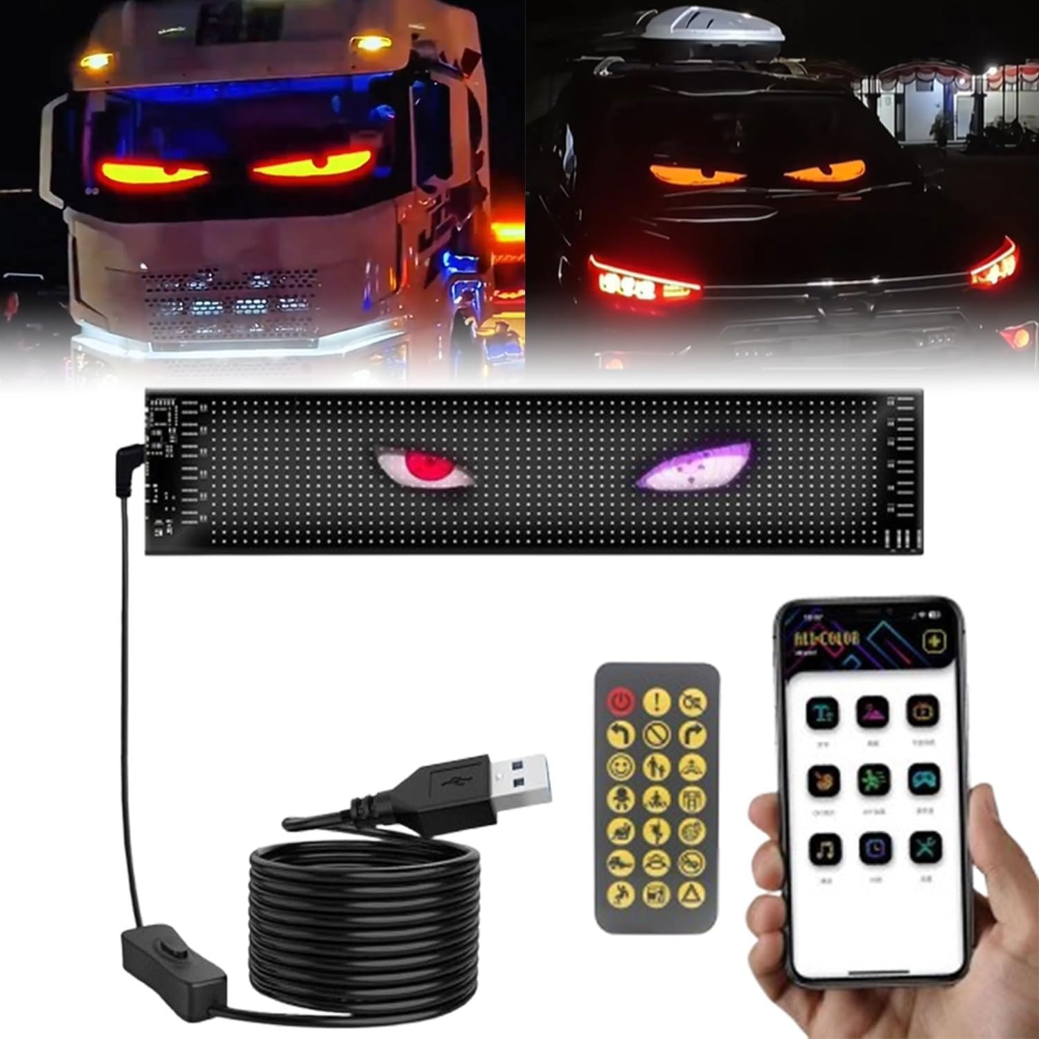 Colorful Eye Lamp Soft Screen for Car Windows,Ojos para Carros,Car ...