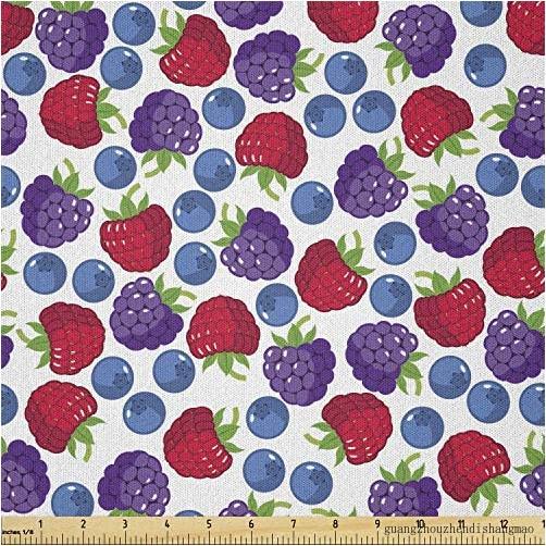 Colorful Fabric By e Yard, ld Fruits Composition Raspberry Blueberry ...