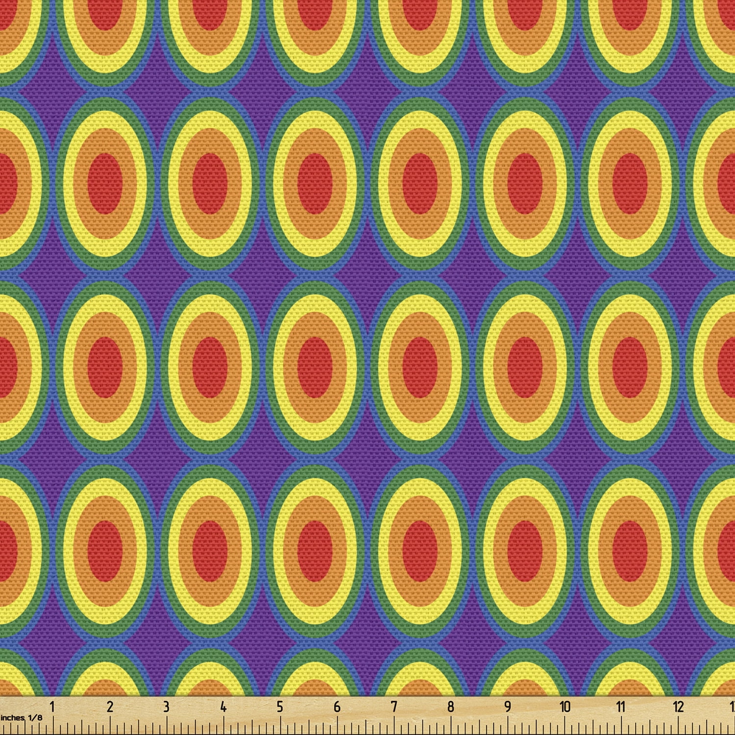 Colorful Fabric by The Yard, Retro Rainbow Color Pattern of Moire ...