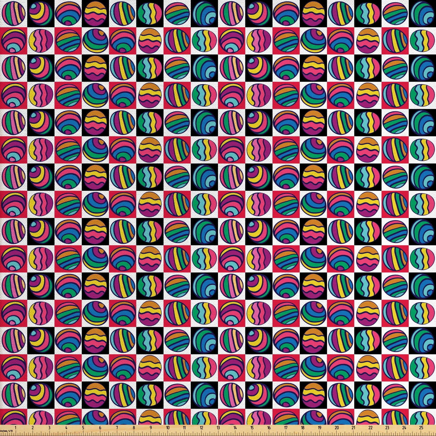 Colorful Fabric by the Yard, Checkered Pattern with Vibrant Colored ...