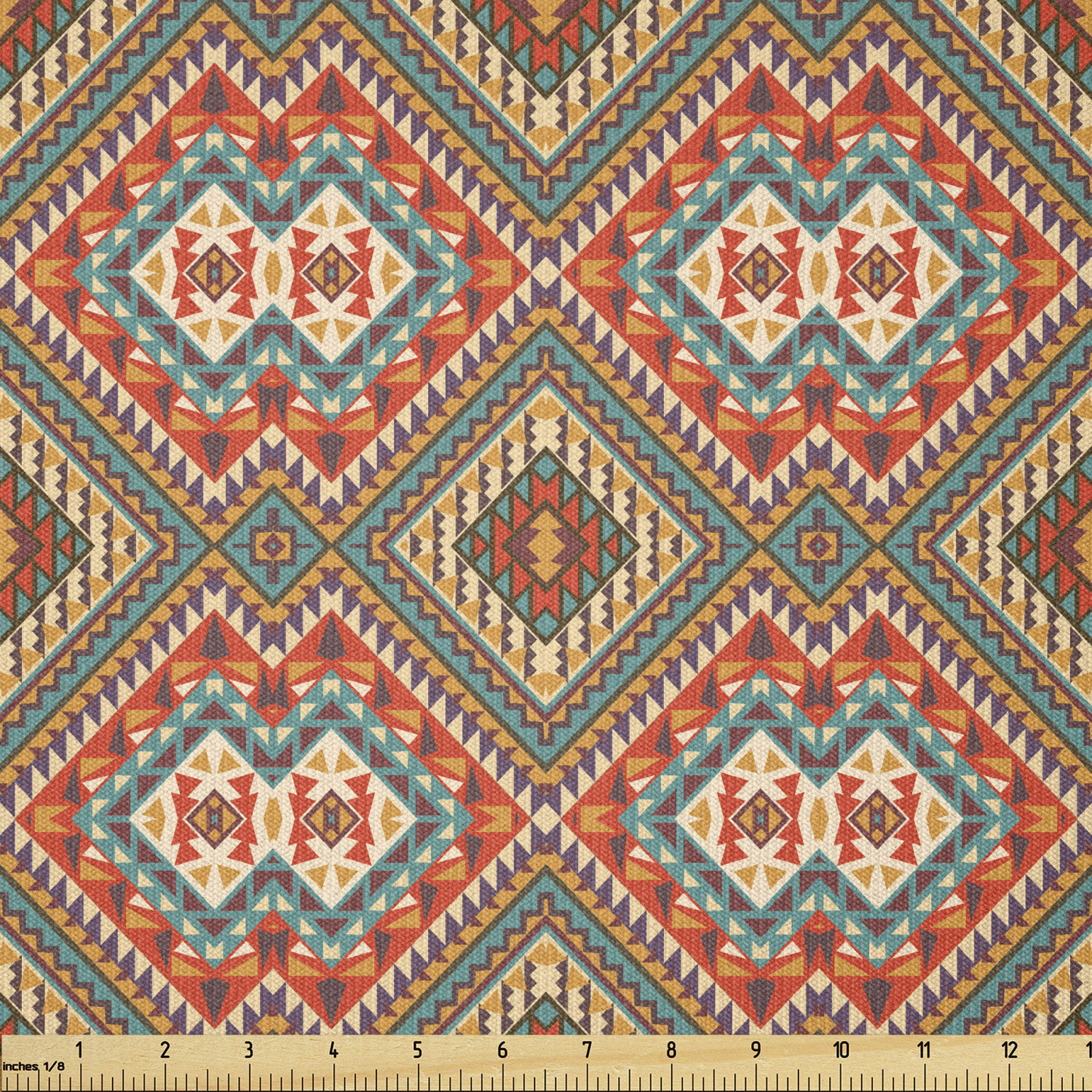 Colorful Fabric by The Yard, Culture Elements Style Old Fashioned Motif ...