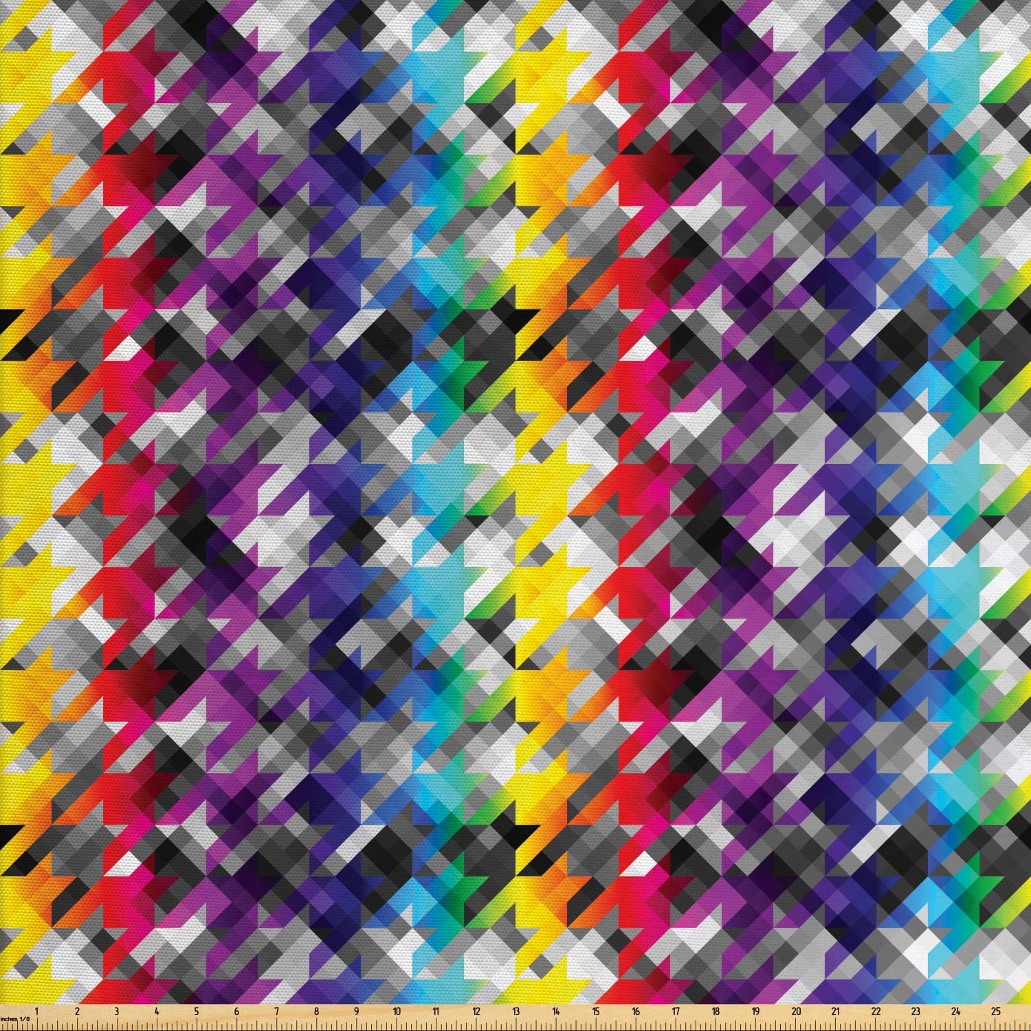 Ambesonne Colorful Fabric by the Yard Upholstery, Diagonal Houndstooth ...