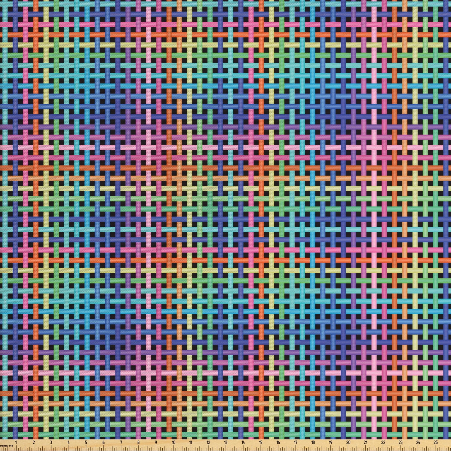 Ambesonne Colorful Fabric by the Yard Upholstery, Crossed Stripes ...