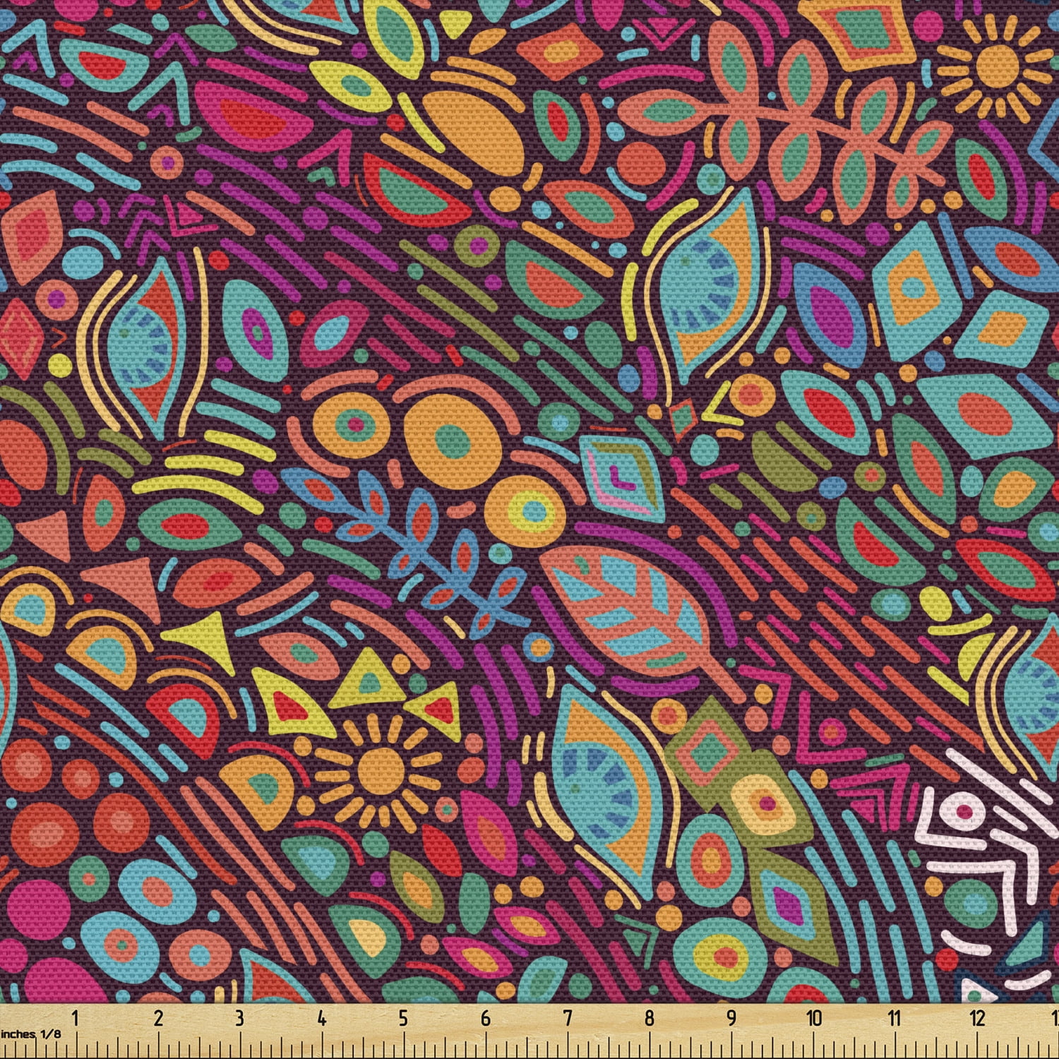 Ambesonne Colorful Fabric by the Yard Upholstery, Orient Botany Items ...