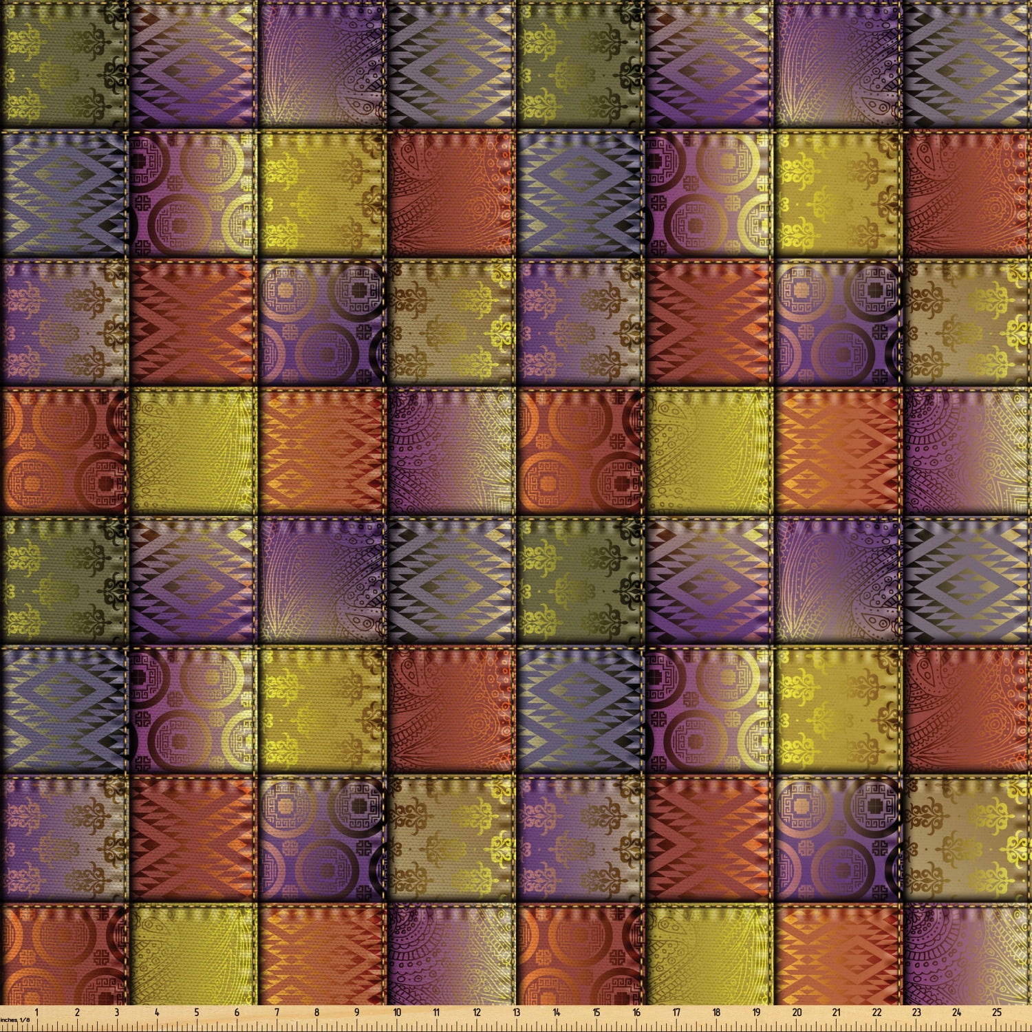 Ambesonne Colorful Fabric by the Yard Upholstery, Digital Mix Motif ...