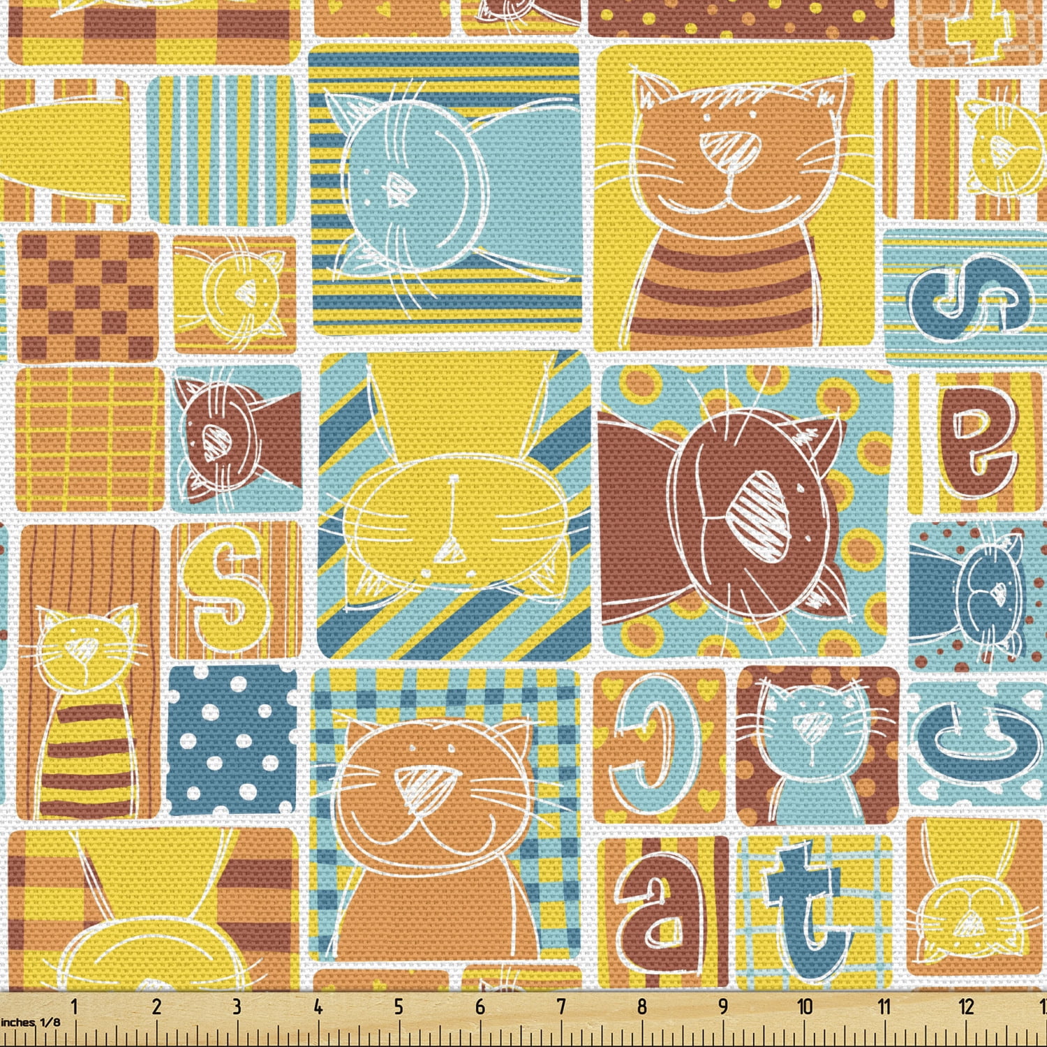 Ambesonne Colorful Fabric by the Yard Upholstery, Abstract Hand Drawn ...
