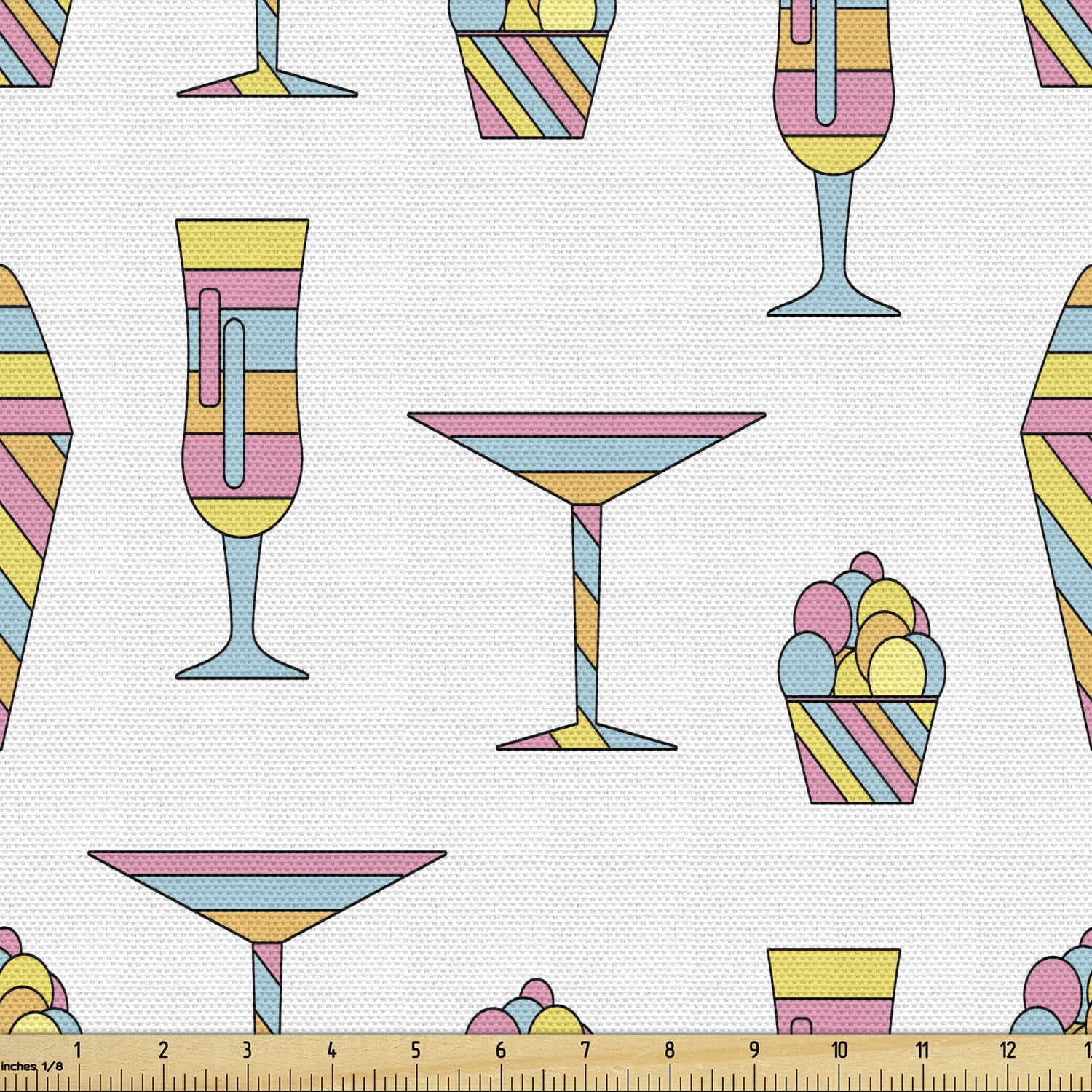 Ambesonne Colorful Fabric by the Yard Upholstery, Cocktail Drinks Party ...