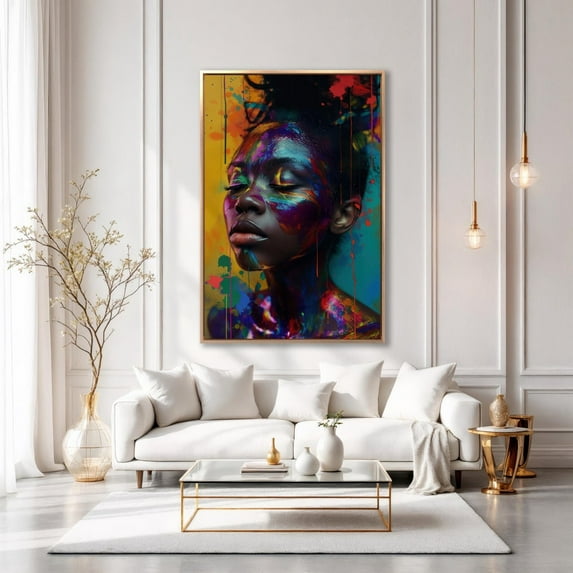 Colorful Face Makeup Black Woman Wall Art African Pretty Girl Poster ...