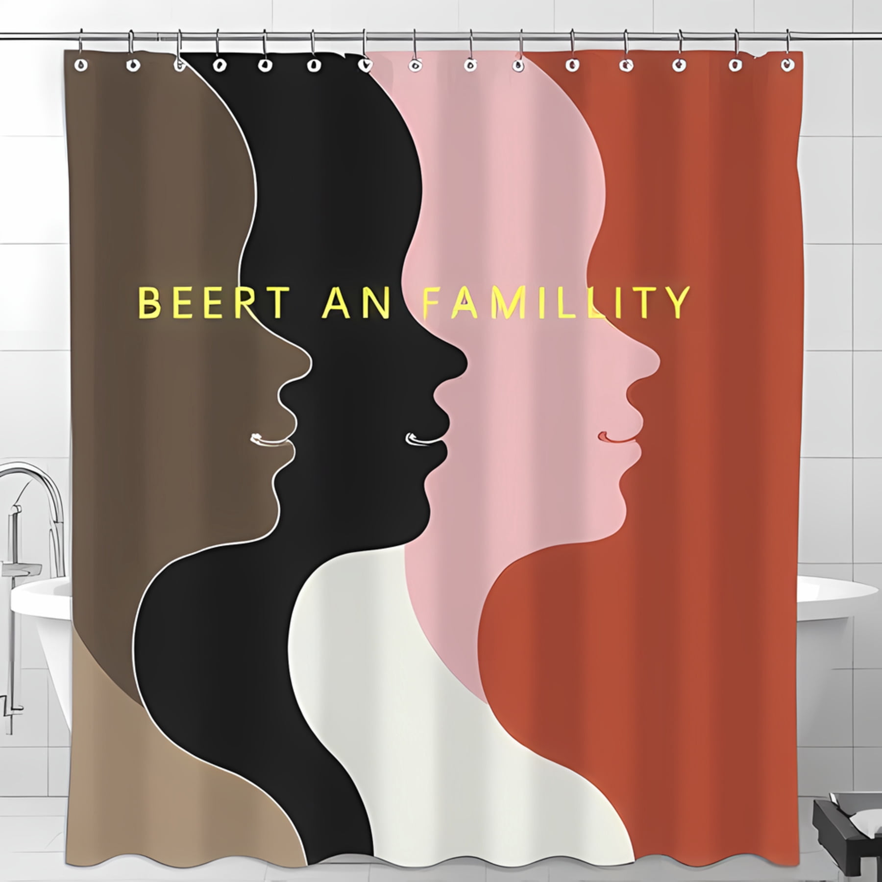 Colorful Faces Shower Curtain - Vibrant Design with 'BEERT AN FAMILY ...