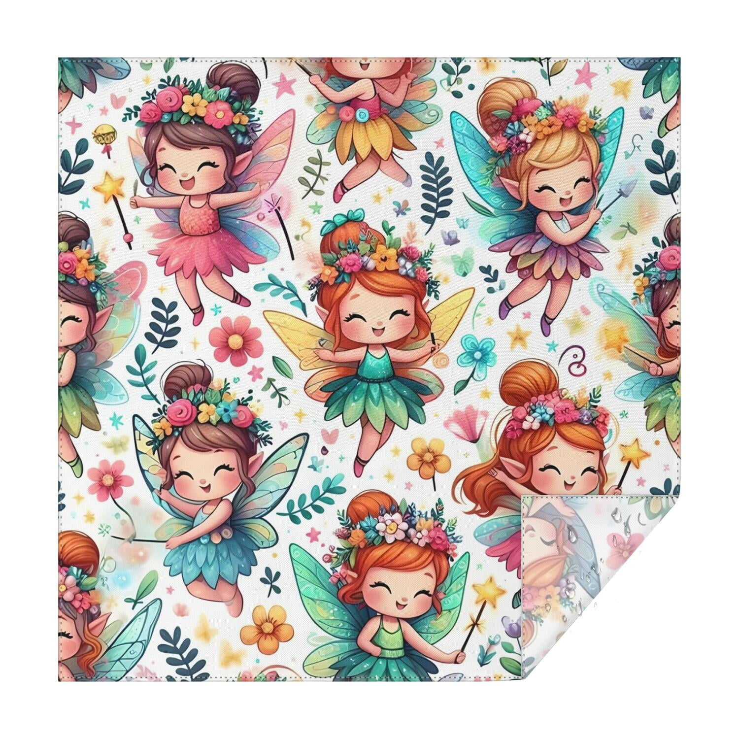 Colorful Fairy Princess Pattern Square Tablecloth,Waterproof Square ...