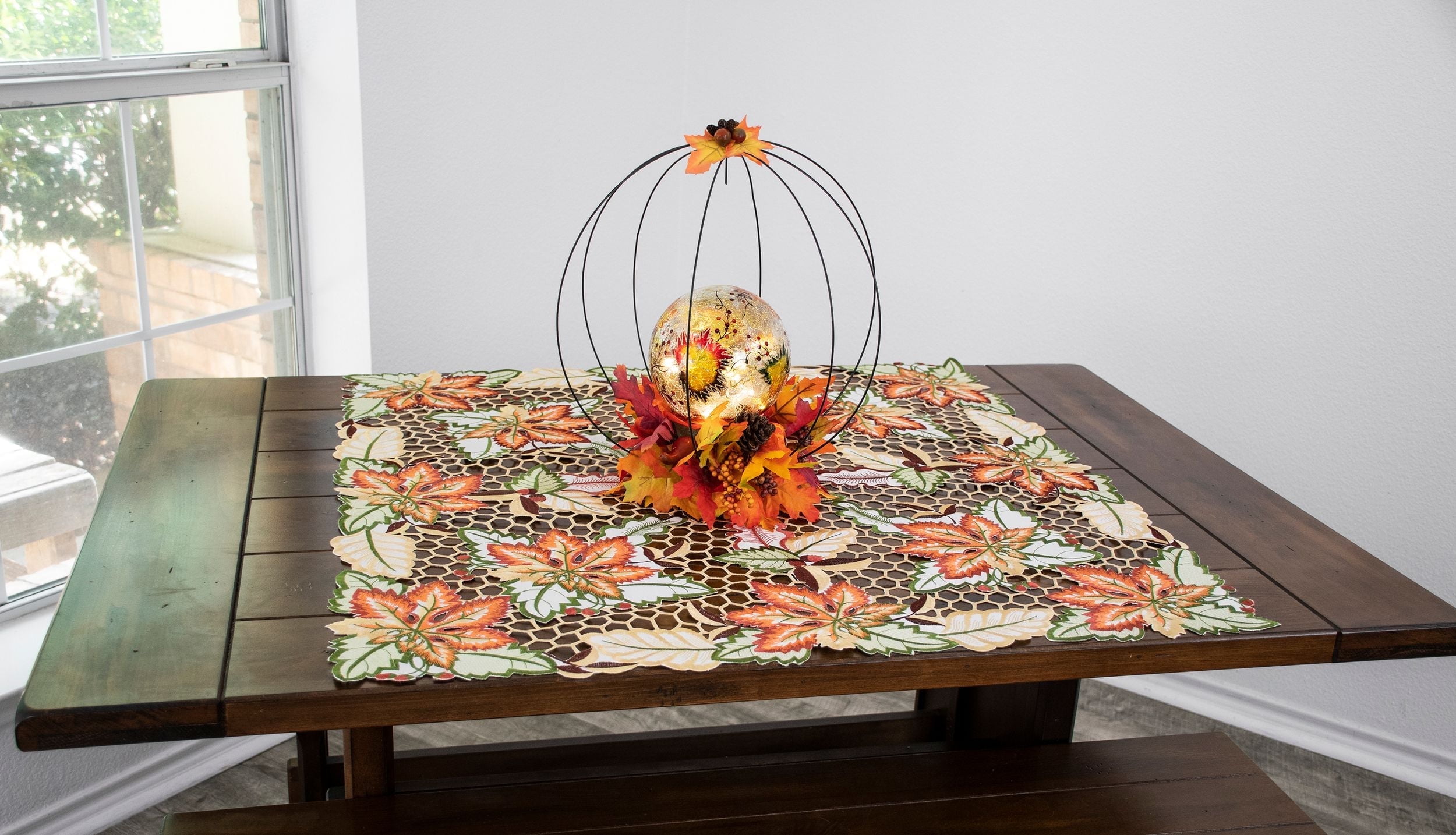 Fall and Autumn Cutwork Colorful Maple Leaf Large Doily, Small ...