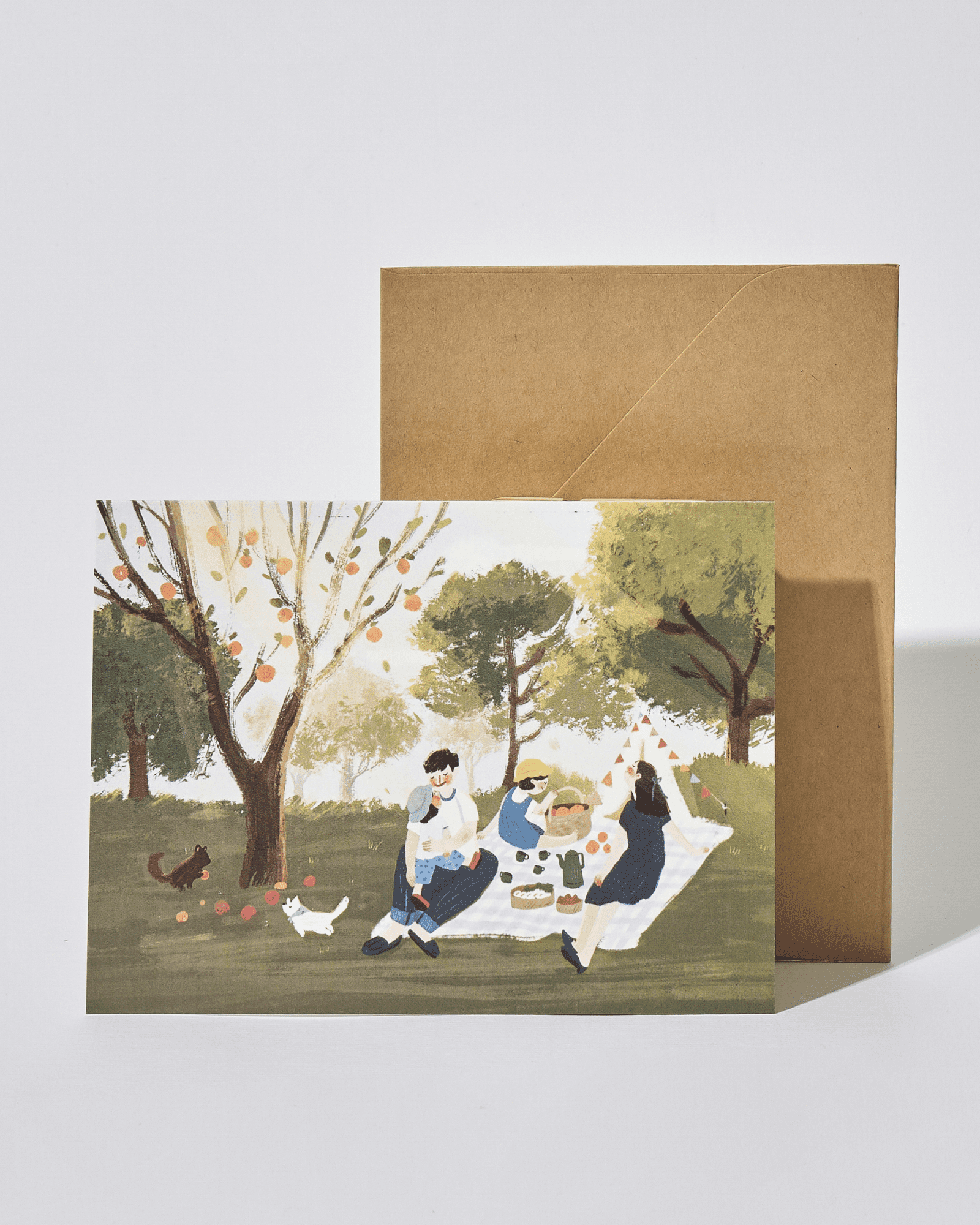 Colorful Family Picnic Greeting Card – Cheerful Outdoor Scene – Blank ...