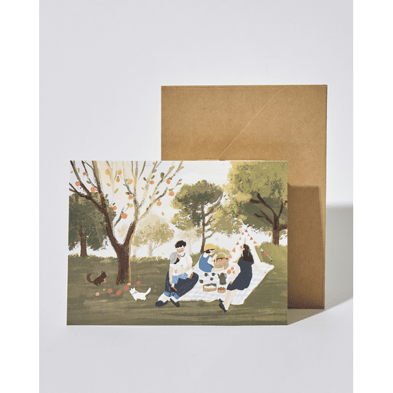 Colorful Family Picnic Greeting Card – Cheerful Outdoor Scene – Blank ...