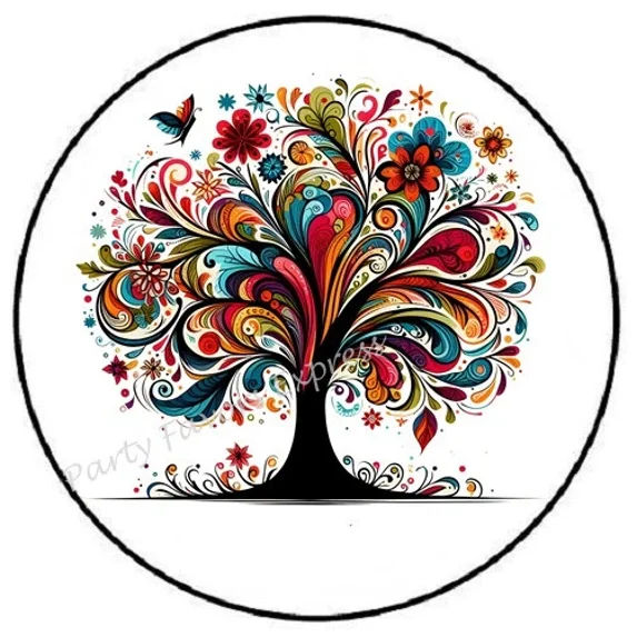 Colorful Fancy Tree Stickers Party Favors Phone Decal Water Bottle ...