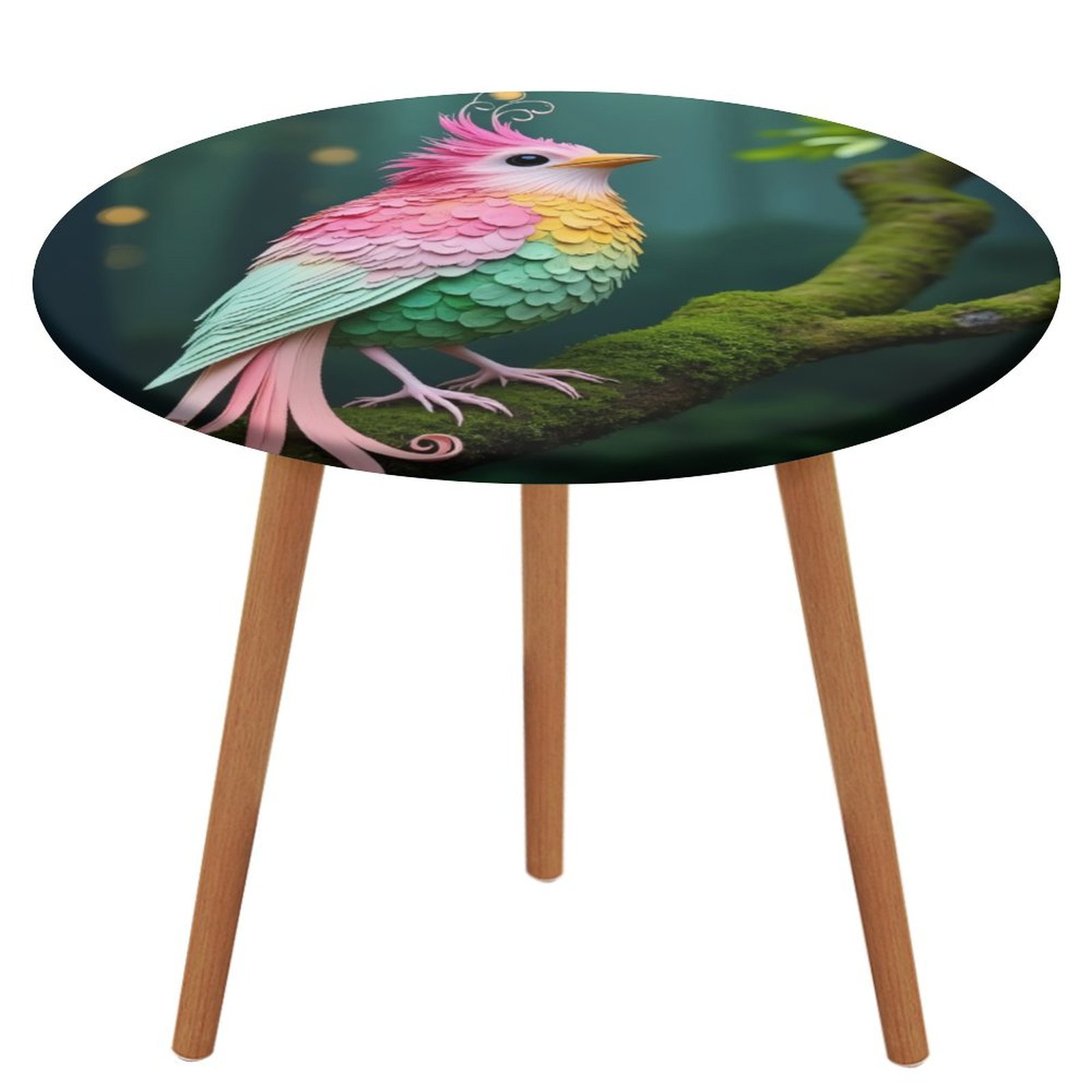 Colorful Fantasy Bird in Forest Pattern Round Tablecloth Waterproof ...